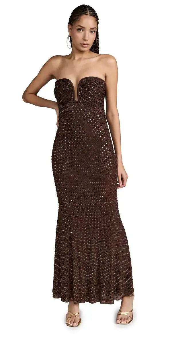 blue dress for baby girl Champagne Sequin Embroidered Maxi Dress – self-portrait main image 0
