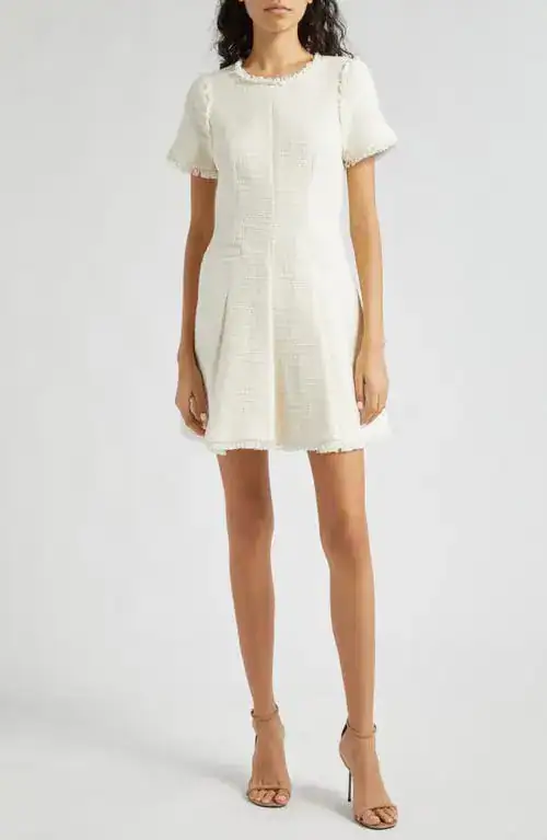tweed flare pocket dress Belted Fit & Flare Tweed Mini Blazer Pleated Dress main image 1