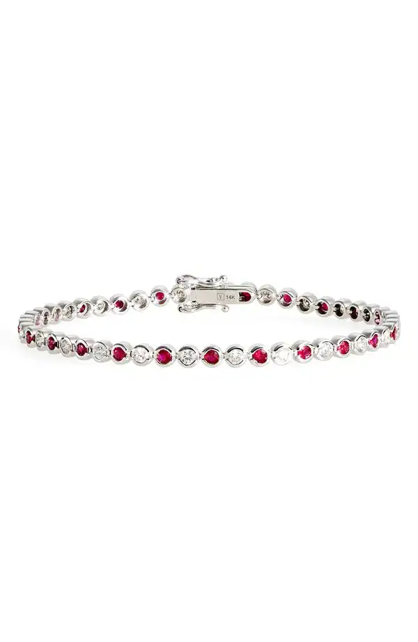 VALANI ATELIER Ruby & Diamond Tennis Bracelet - White Gold/ Ruby ...