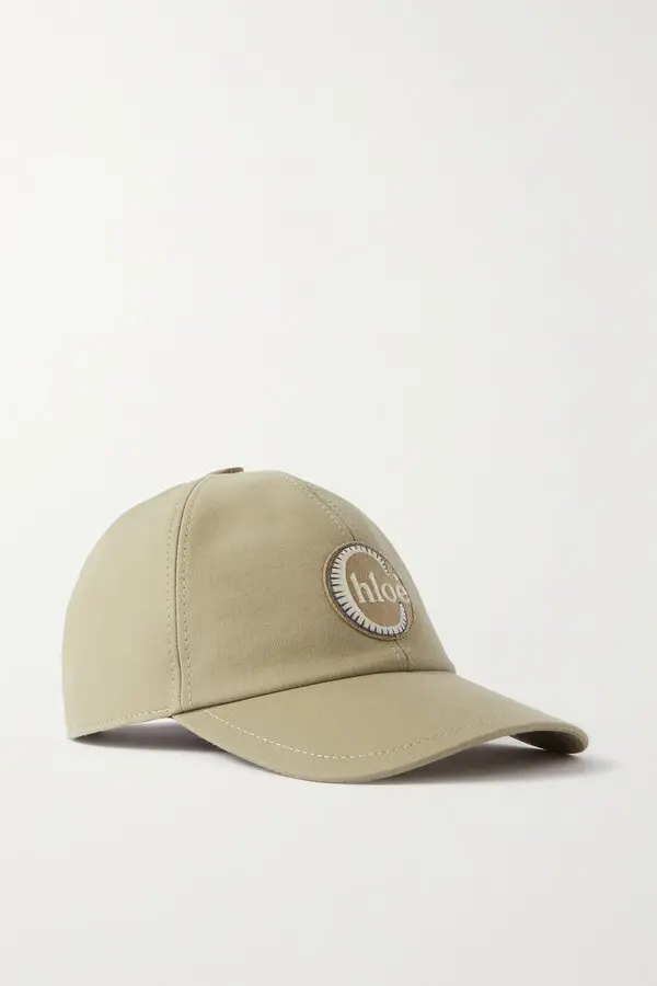 Chloé Logo-appliquéd Cotton-canvas Baseball Cap - Green | Editorialist