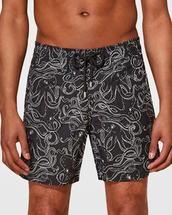 Vilebrequin Octopus-Print Swim Shorts Noir Editorialist