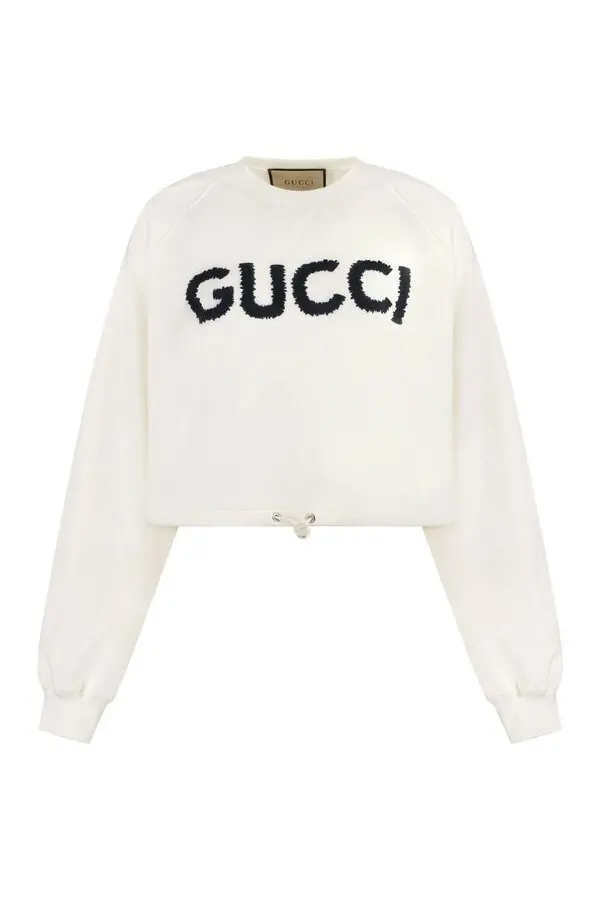 Buy Gucci Logo Cotton Sweatshirt - White At 33% Off | Editorialist