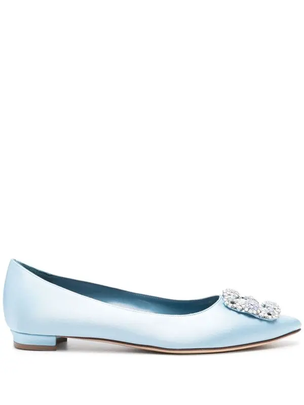 Manolo Blahnik Hangisi Ballerina Shoes - Blue