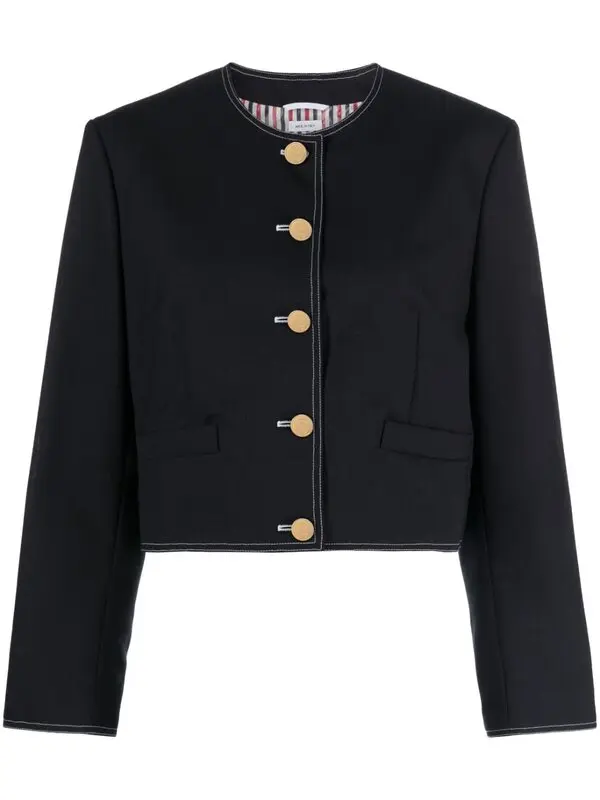 Thom Browne Rwb-detail Wool Cropped Jacket