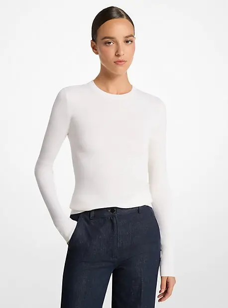 Michael Kors Super Cashmere Long-sleeve Shirt - White
