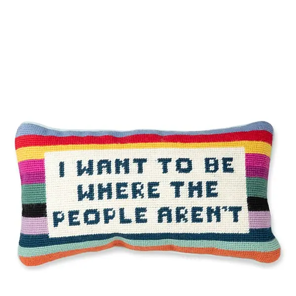 FURBISH Where The People Aren't Needlepoint Decorative Pillow