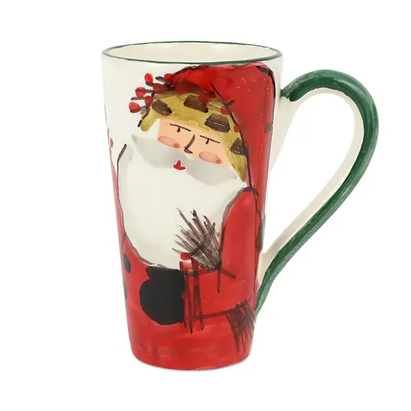 VIETRI Old St. Nick Latte Mug With Bird Nest