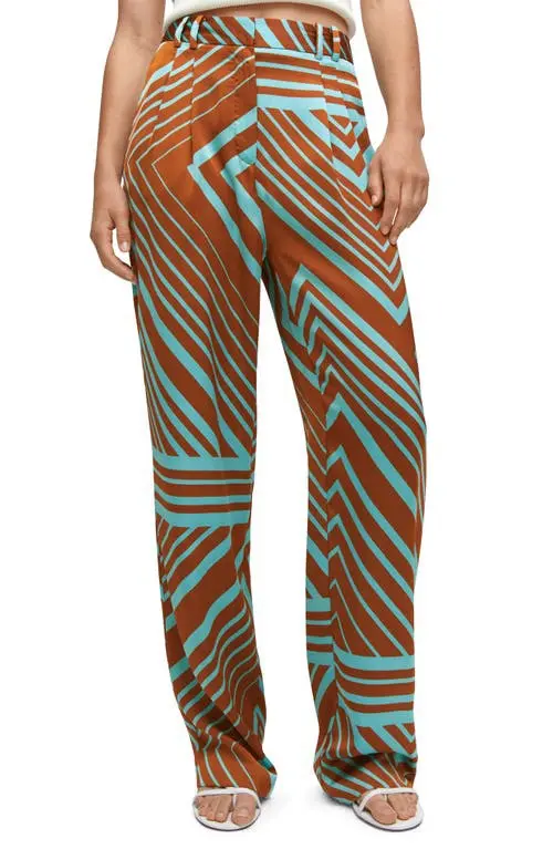 Mango Geo Print High-waist Satin Pants