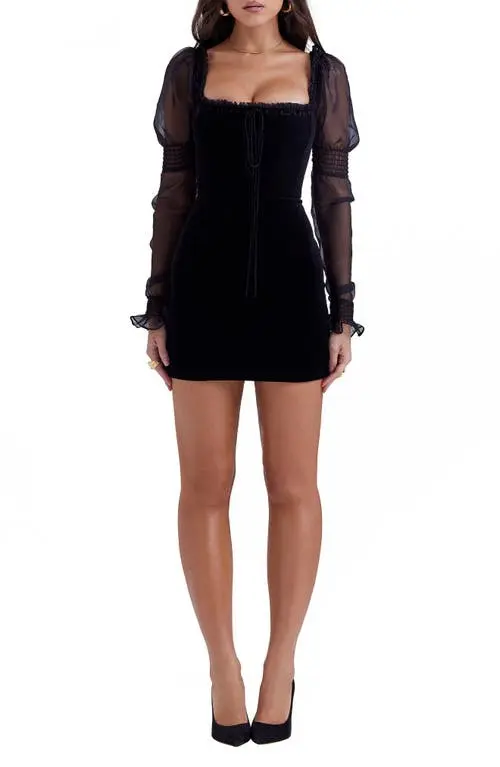 House Of Cb Syana Sheer Juliet Sleeve Minidress