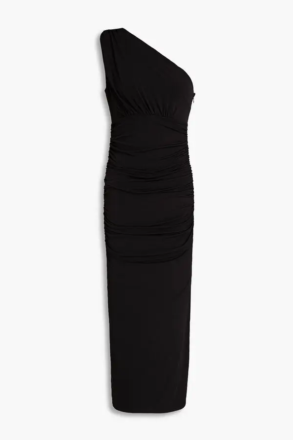 Herve Leger One-shoulder Ruched Midi Dress