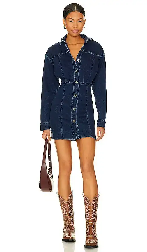 white christmas dresses Free People Remino Denim Mini Dress – Josie's Boutique main image 0