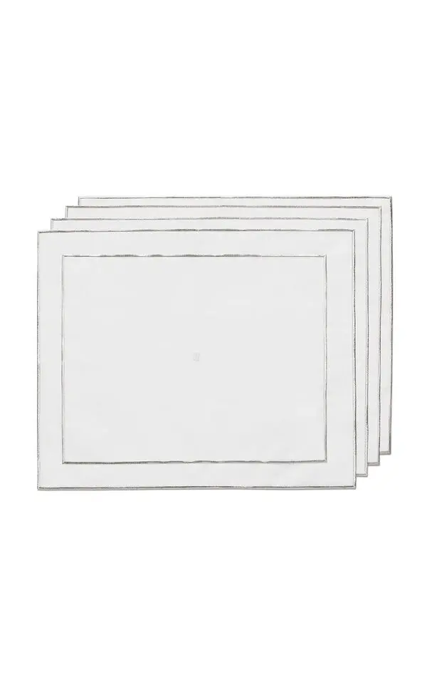 Tiffany & Co. Set-of-four Embroidered Linen Placemats - Silver