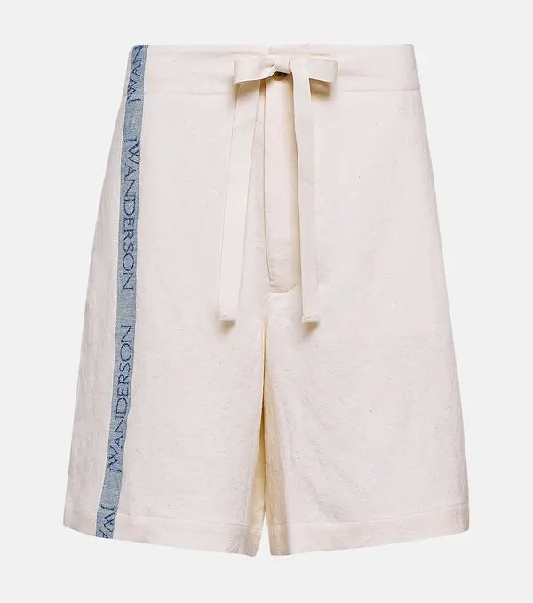 JW Anderson High-rise Cotton And Linen Shorts - Neutrals