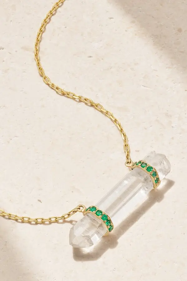 Jia Jia 14-karat Quartz And Emerald Necklace