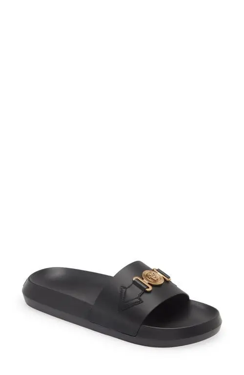 Versace Biggie Medusa Slide Sandal - Black Gold