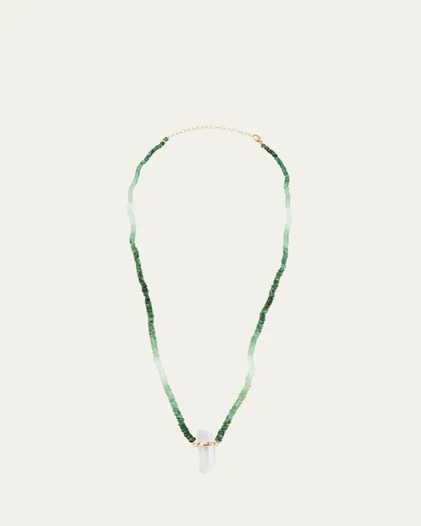 Jia Jia Quartz Crystal And Ombre Emerald Necklace - Emerald Multi