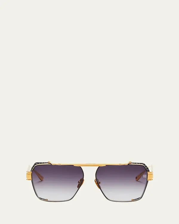 Balmain Premier Titanium Aviator Sunglasses - Gld