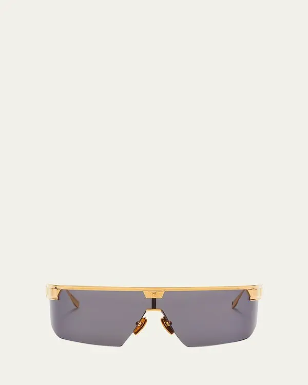 Balmain Major Half-rimmed Titanium Shield Sunglasses