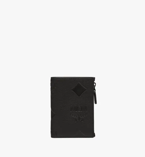 Mcm Aren Snap Wallet In Maxi Monogram Leather - Black
