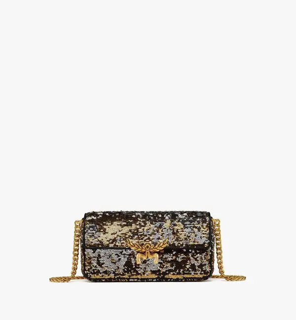 Mcm Himmel Sequin Shoulder Bag - Gold