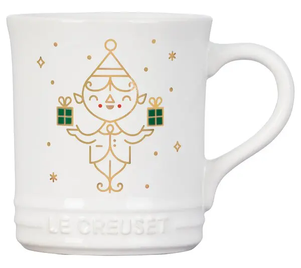 LE CREUSET Noel Collection: 14 Oz. Elf Mug Wh Ite W/ Appliqu