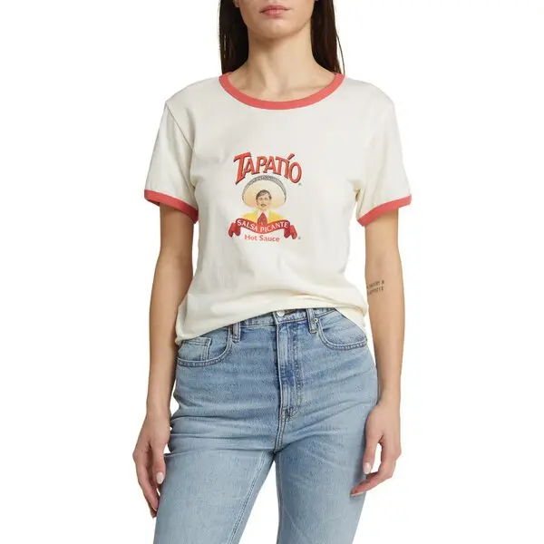 GOLDEN HOUR Tapatio Logo Boyfriend T-shirt - Marshmallow/ Red ...