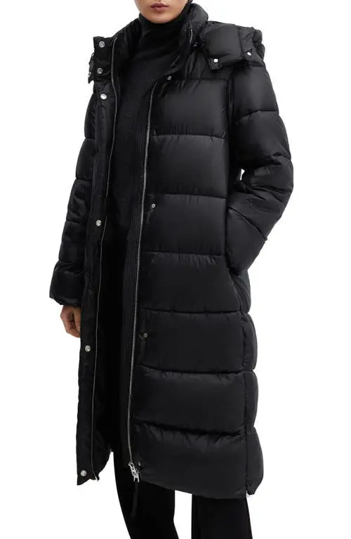 Mango Water Repellent Channel-quilted Hooded Coat