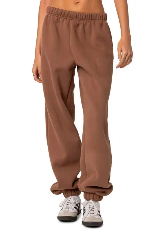 EDIKTED Clark Oversized Cotton Blend Sweatpants - Brown