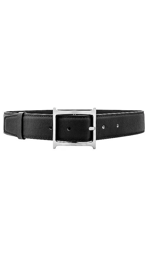 HELSA Logo Contrast Leather Belt - Black