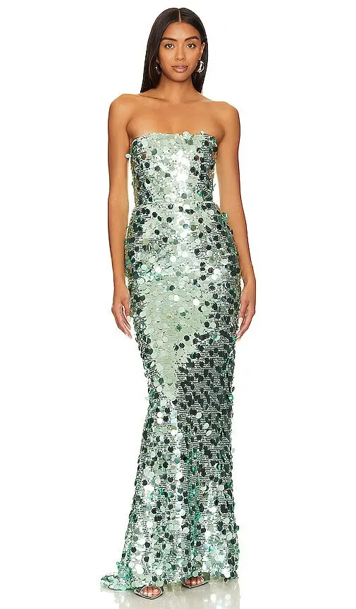 Bronx And Banco Farah Strapless Gown - Green & Multi
