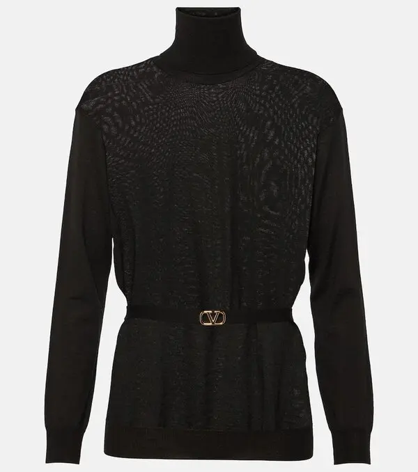 Valentino Garavani Belted Virgin Wool Turtleneck Sweater