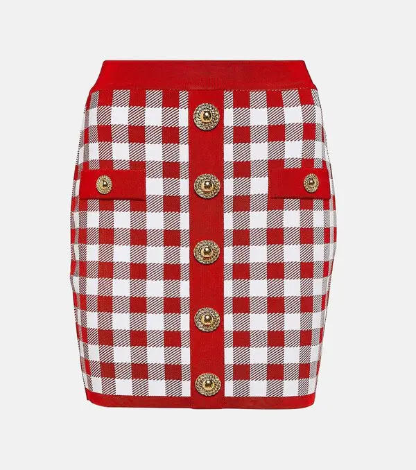 Balmain Gingham Knit Miniskirt - Multicoloured