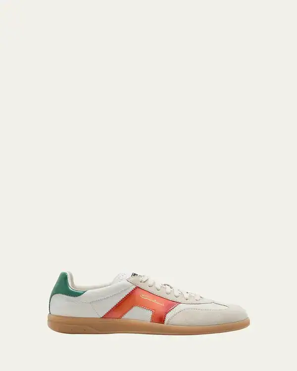 Santoni Dbs Low-Top Sneakers - White/Orange/Green | Editorialist