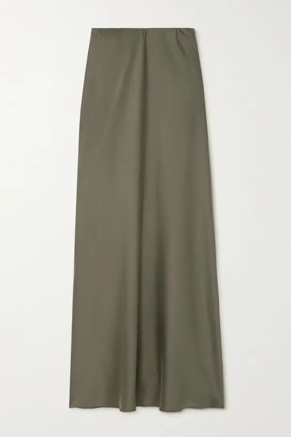 Agni Silk-Blend Satin Maxi Skirt In Green 30% Off Editorialist