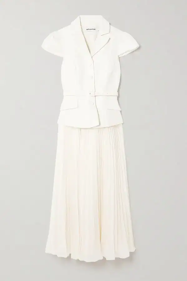 white christmas dresses White Crepe Chiffon Midi Dress main image 0