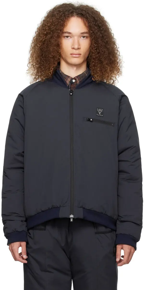 South2 West8 Navy Insulator R.C. Bomber Jacket In B-Navy - 68% Off 