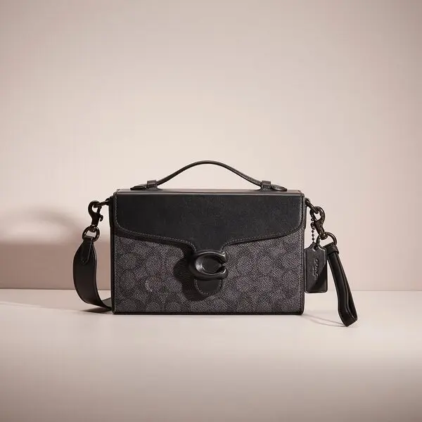 Coach Tabby Box Bag In Signature Canvas - Pewter/charcoal Black