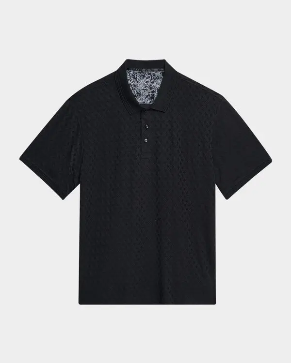 Robert Graham Elias Jacquard Knit Polo Shirt - Black