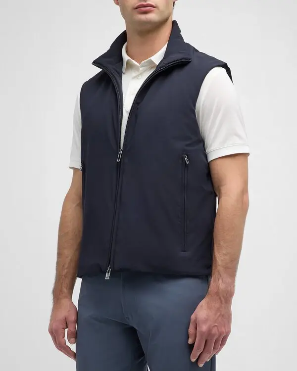 Emporio Armani Padded Nylon Full-zip Vest - Navy | Editorialist