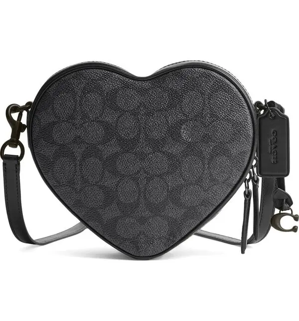 Coach Signature Coated Canvas Heart Crossbody Bag - Mw/charcoal/black ...