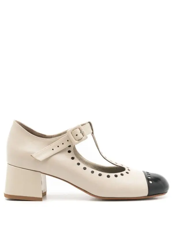 STUDIO CHOFAKIAN Gabrielle 40mm Leather Pumps - Neutrals