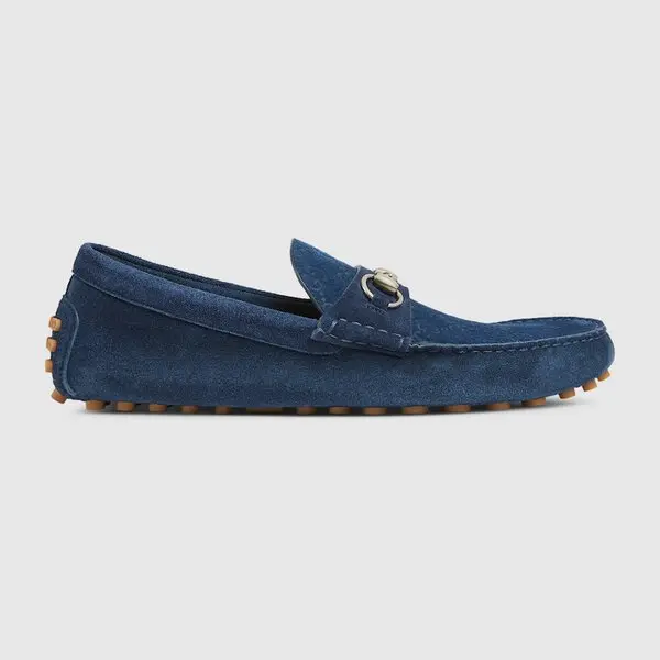 Gucci Horsebit Suede Driver - Blue