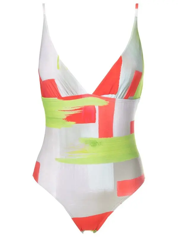 LENNY NIEMEYER Canvas V-neck One-piece Swimsuit