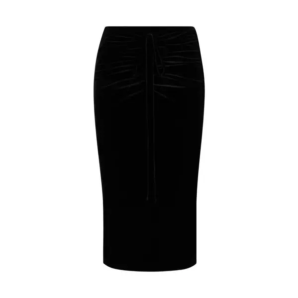 Buy Hugo Boss Velour Pencil Skirt With Gathered Front Detail - Black At ...