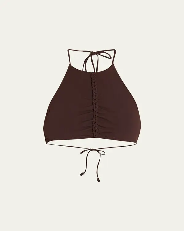 Ulla Johnson Beth Halter Bikini Top - Espresso | Editorialist
