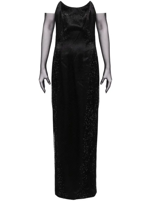 BAZZA ALZOUMAN Rhinestone-embellished Strapless Gown