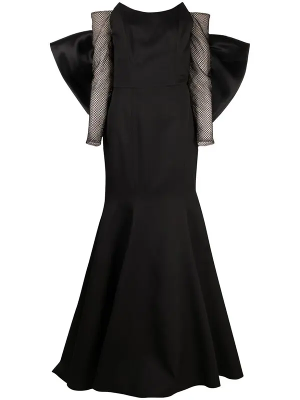 BAZZA ALZOUMAN Off-shoulder Fishtail Gown