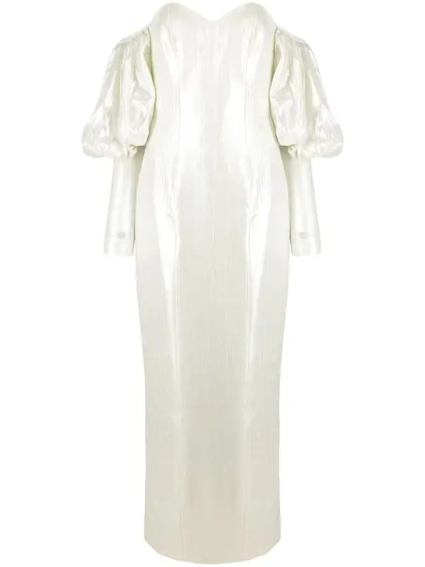 BAZZA ALZOUMAN Juliet Sleeves Lamé Gown