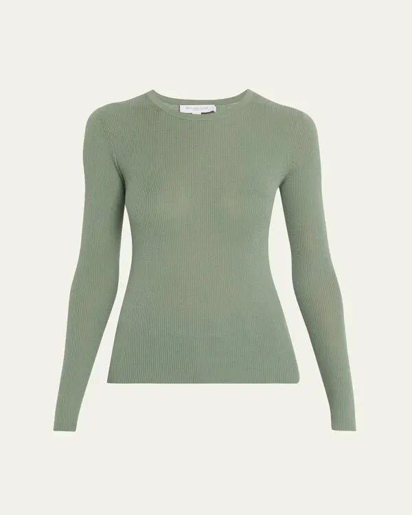 Michael Kors Hutton Ribbed Cashmere Pullover - Celadon