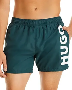 Hugo Boss Abas Logo Swim Trunks - Dark Green | Editorialist